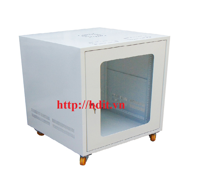 Tủ rack 10U-D500 đứng, màu trắng, cánh mica - KHO TỦ RACK