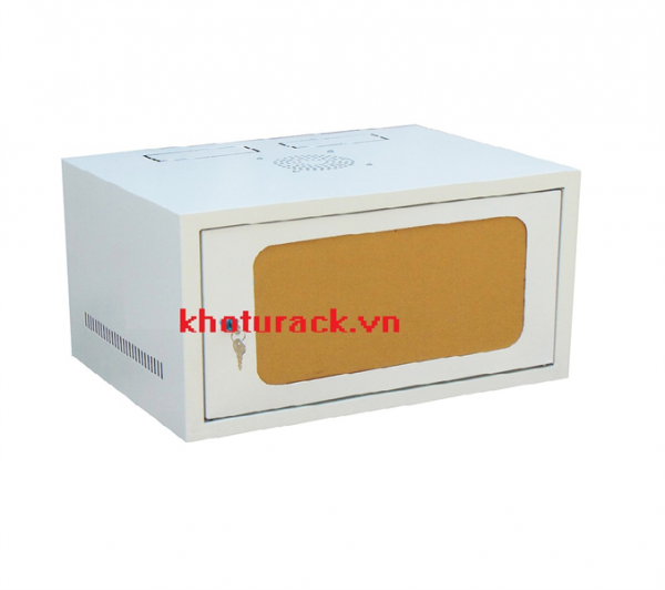 Tủ rack 4U-D400 treo tường, màu trắng, cánh mica - KHO TỦ RACK