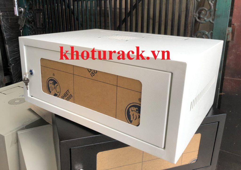 Tủ rack 4U-D400 treo tường, màu trắng, cánh mica - KHO TỦ RACK