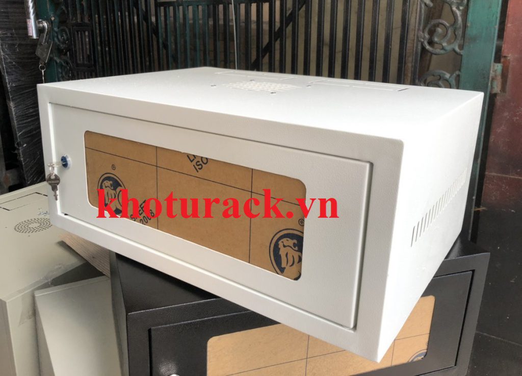 Tủ rack 4U-D400 treo tường, màu trắng, cánh mica - KHO TỦ RACK